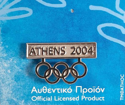 Summer Olympic Games Athens 2004 host city and olympic rings badge ...