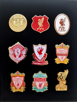 Liverpool FC crests badge set of 9 pins in box (official licensed ...