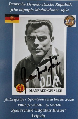 Photo of football player Manfred Geisler (East Germany) with original ...