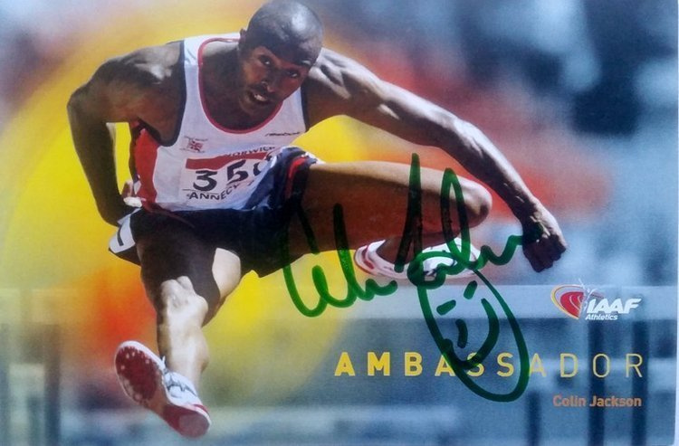 Photo with autograph athlete Colin Jackson (1988 Seoul Olympic Games ...