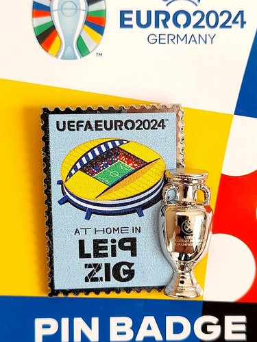Pin of the host city Leipzig with 2D trophy miniature UEFA Euro 2024 ...