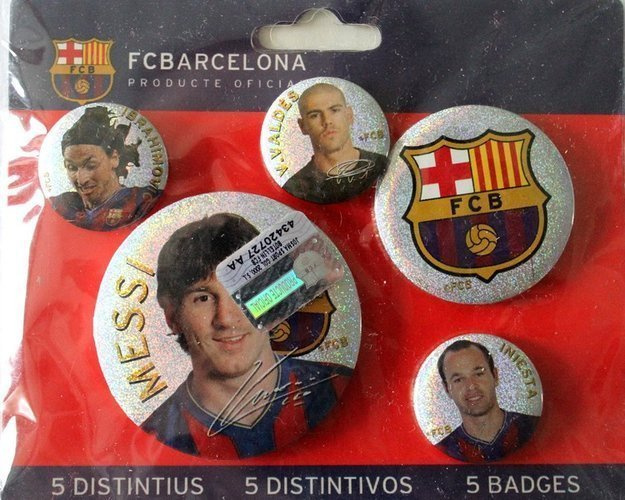 Set of FC Barcelona players 5 buttons official product badge pin ...