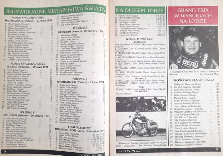 Speedway magazine special edition - Season 1994 summary (volume III ...