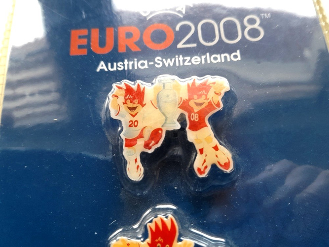 UEFA Euro 2008 Austria-Switzerland mascots set of 3 pin badges ...
