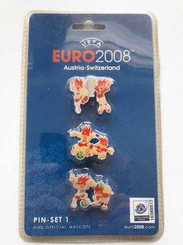 UEFA Euro 2008 Austria-Switzerland mascots set of 3 pin badges ...